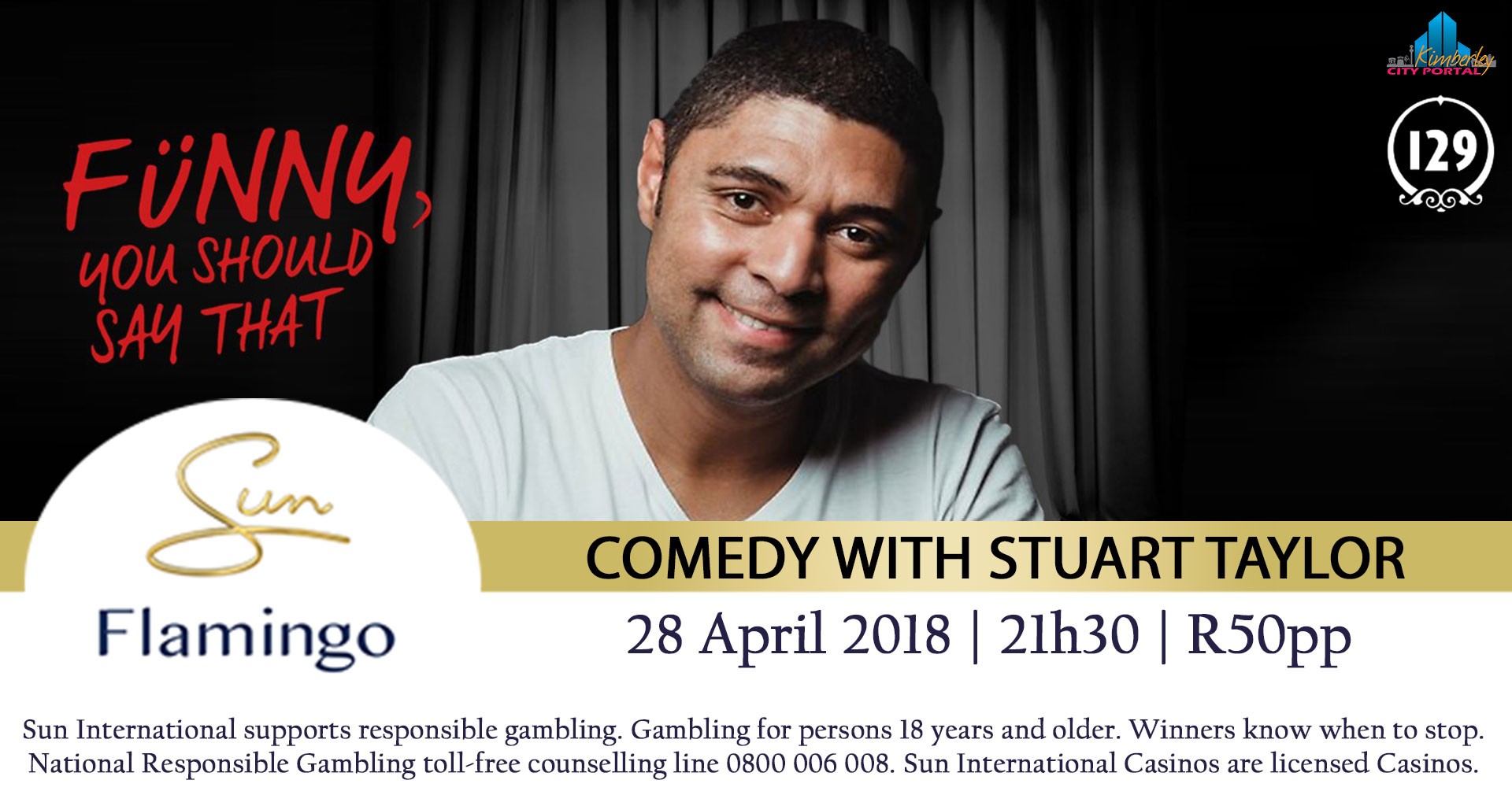 Comedy with Stuart Taylor @ Bar 129 • Kimberley PORTAL